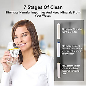 FACHIOO Under Sink Water Filter NSF/ANSI 53&42 Certified 7-Stage Water Filter with Washable Filter Element, Dedicated Faucet, Reduces Particulate, Chlorine Taste and Odor, Lead, Turbidity