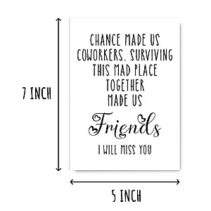 EruditeGifts Friends Birthday Good Luck Card - Chance Made Us Coworkers Surviving This Mad Place Card Coworker Appreciation - Boss Card