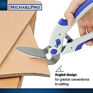 MichaelPro 10" Heavy Duty Angled Scissors, Carpet Cutter, Multipurpose Industrial Scissors, Cutter for Carpet, Cardboard, Leather, Artificial Turf, Pruning, Professional Soft Grip Stainless Steel