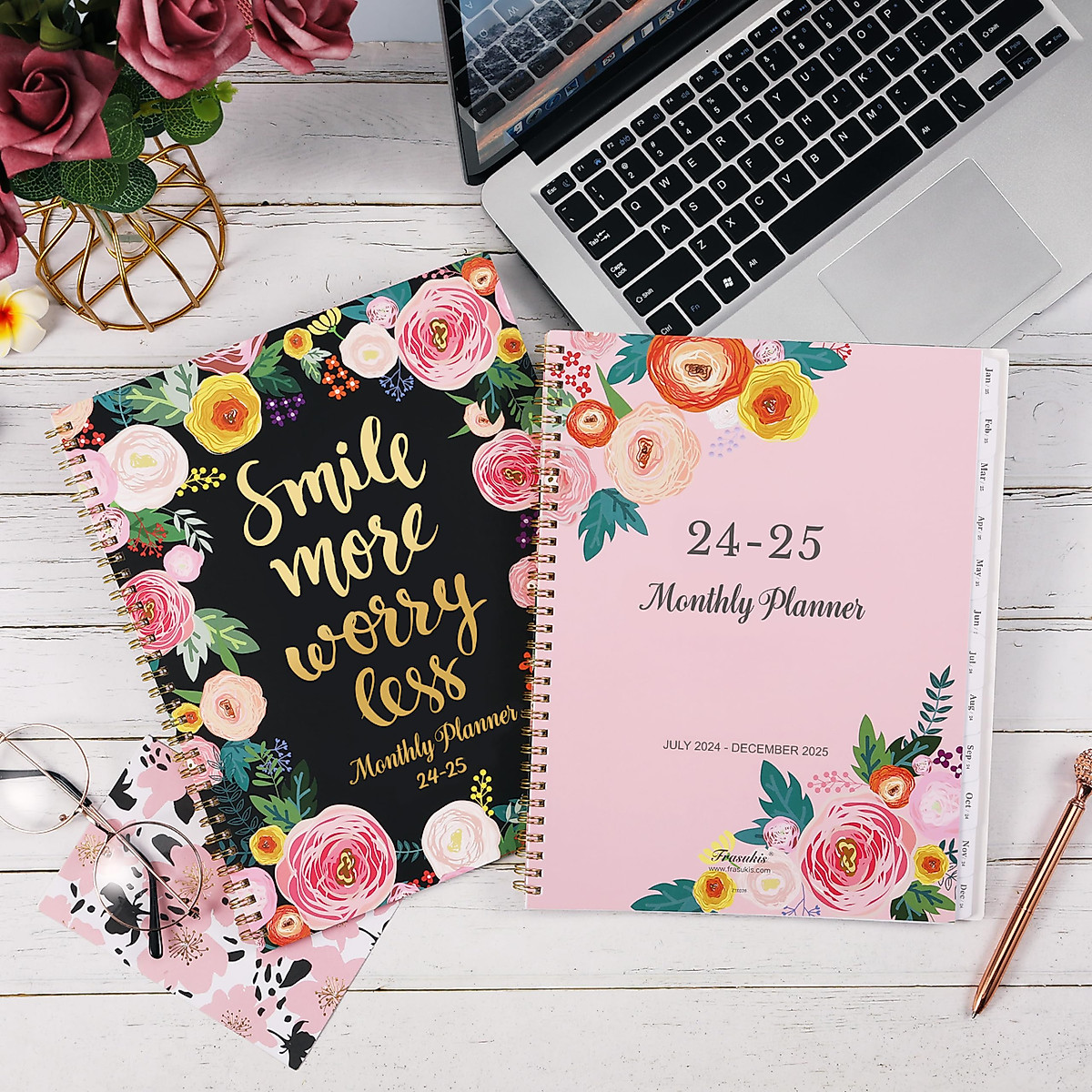 Monthly Planner 2023-2024 - Monthly Planner, 18 Month Planner from Jan. 2023- Jun. 2024, 8.8” x 11” Calendar 2023-2024 Planner Monthly with Tabs, Monthly Calendar Planner with Pocket, Contacts and Passwords, Twin-Wire Binding