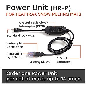 HeatTrak Heated Snow Melting Mats - Heated Outdoor Mats for Walkways - Electric Snow Melting Mats for Decks and Sidewalks - Trusted No-Slip Snow and Ice Melt Heated Sidewalk Mat (20” x 60")