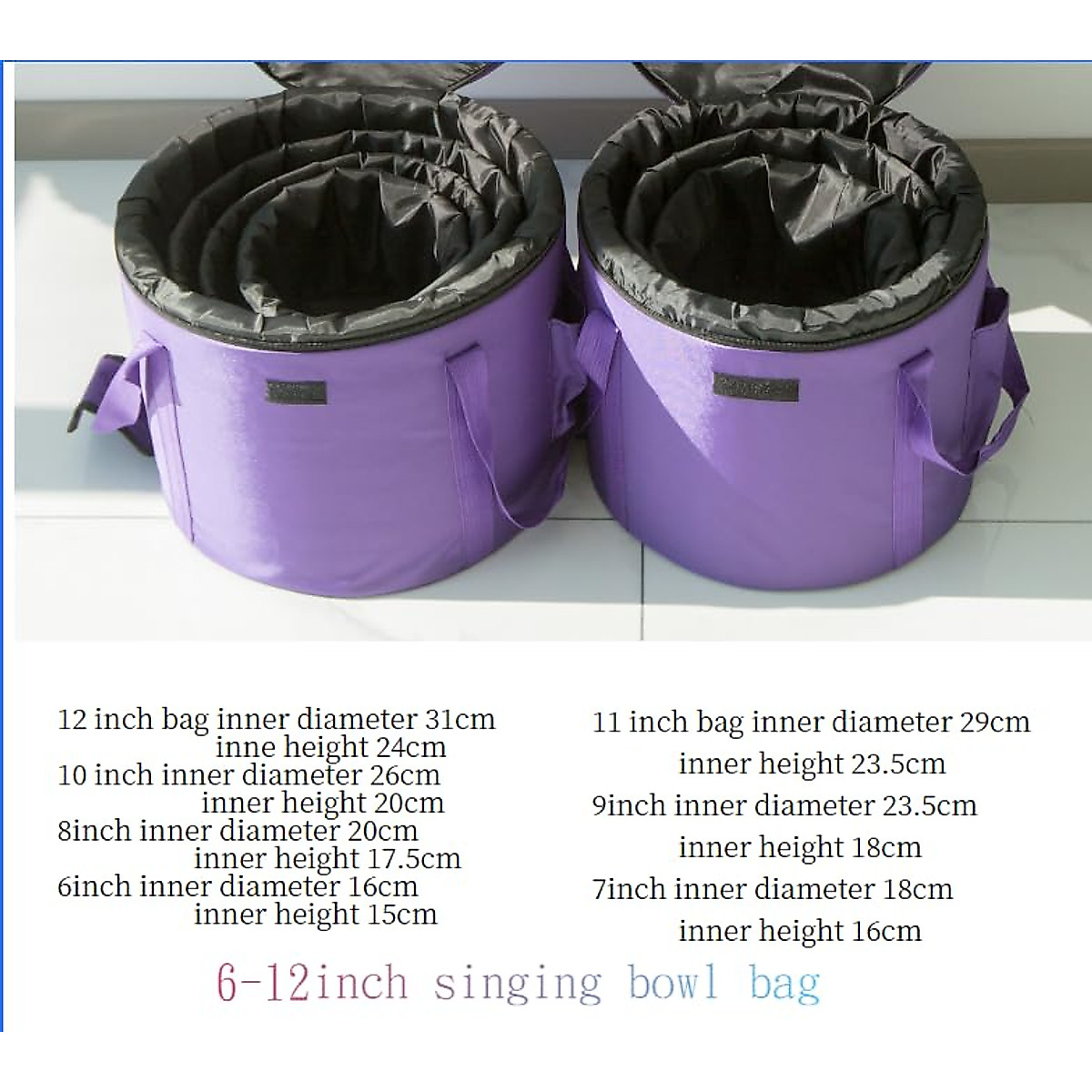 YongFei Purple Heavy Duty Sponge Padded Crystal Singing Bowl Case for 6-12 inch 8-14inch Sound Bowls… (6-12inch 2pc bag)