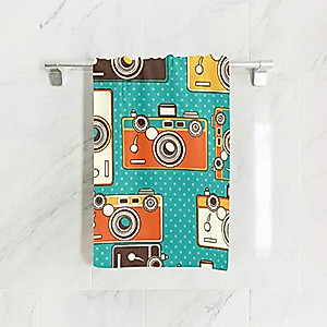 ALAZA Microfiber Gym Towel Vintage Photo Cameras, Fast Drying Sports Fitness Sweat Facial Washcloth 15 x 30 inch