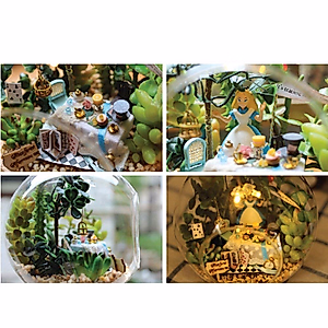 Flever Dollhouse Miniature DIY House Kit Creative Room with Furniture and Glass Cover for Romantic Artwork Gift (April's Afternoon Tea in Forest)