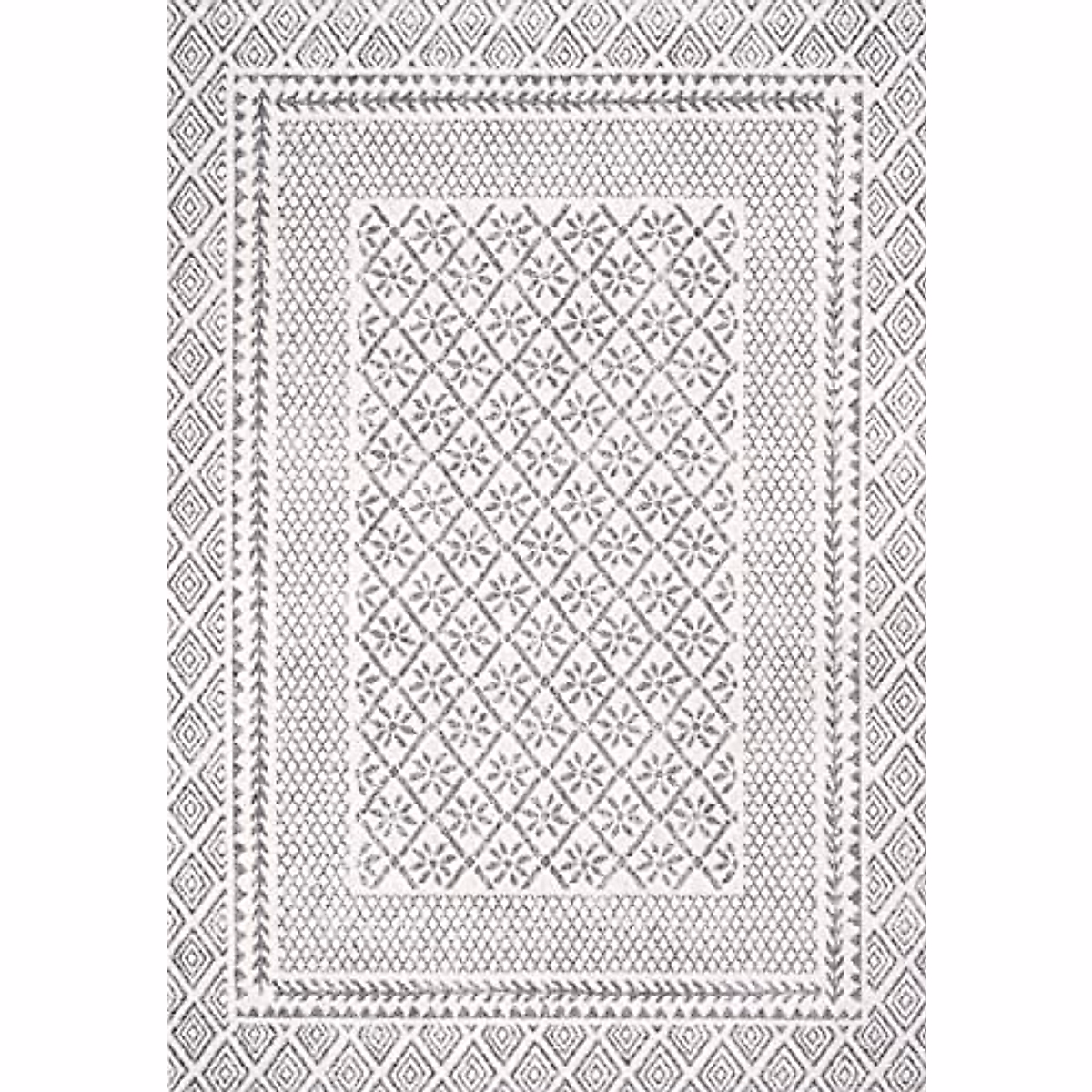 JONATHAN Y MOH107A-5 Athens Modern Geometric Boho Rug Indoor Area-Rug, Moroccan, Farmhouse, Southwestern Easy-Cleaning,Bedroom,Kitchen,Living Room,Non Shedding, Gray/Cream, 5 X 8