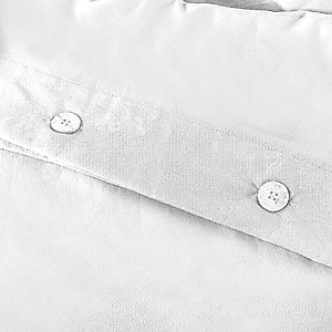 5 Piece Button Closure Duvet Cover Set with White Buttons, Soft & Easy Care Bedding Comforter Cover with Ties (Full/Queen Size White Color) 100% Egyptian Cotton 1000 TC