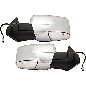 Kool Vue Driver & Passenger Side Power Heated Mirrors for Ram 1500 2500 2014-2018 Power Fold With Signal Light & Puddle Lamp Chrome