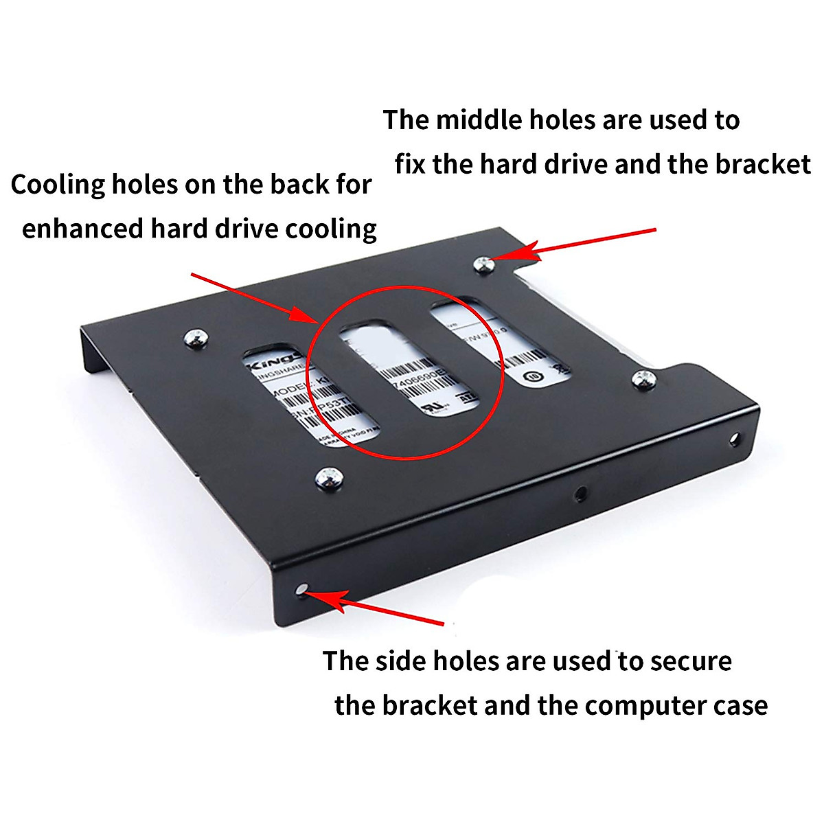 SAISN HDD SSD Mounting Bracket 2.5 to 3.5 Adapter Hard Drive Holder (Single Drive, Pack of 2)