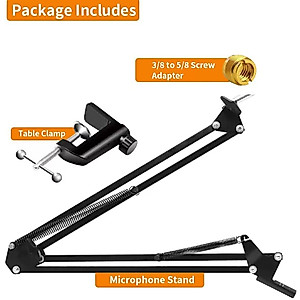 SM7B and MV7 Boom Arm, Heavy Duty Mic Arm Desk Mount Adjustable Suspension Mic Stand Compatible with Shure SM7B and Shure MV7 Vocal Dynamic Microphone