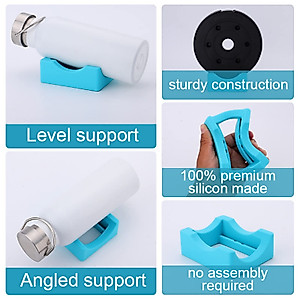 Silicone Cup Cradle for Tumbler Crafting Tumbler Holder with Built-in Slot and Felt Edge Scraper 2 Angle Supports Anti Skidding Tumbler Cradle for Cups and Bottles (Blue)