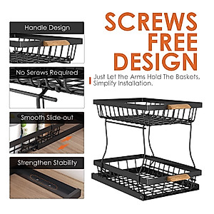 DOLALIKE Pull Out Under Sink Cabinets Organizer, 2 Tire Sliding Countertop Organizer, Under Sink Storage Drawer Shelf for Kitchen Bathroom