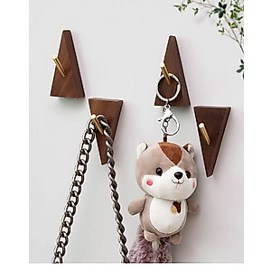 Wall Coat Hook Rack - Set of 4 – Natural Walnut Wood and Solid Brass Hook for Hanging Coats - Wall Mounted Hat Hooks – Nordic Style Decorative Wall Hooks - Hat Hangers for Wall