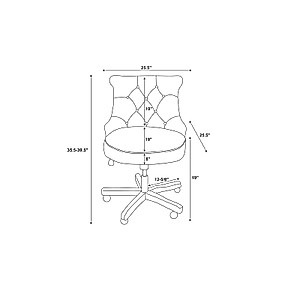 BOWERY HILL Traditional Fabric Armless Office Chair in Aqua Blue/Chrome