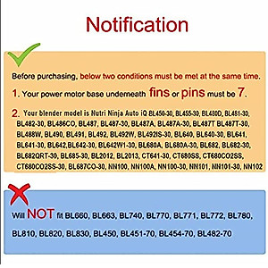 7 Fins Blender Replacement Parts Ninja Blender Blade, ninja blade replacement Part for Ninja Blender Cups Compatible with Ninja Auto iQ BL450-30 BL642-30 BL480 BL488W BL640 BL642 BL680A ect.