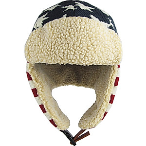 KBW-617 NAV-RED Stars and Stripes America Flag Aviator Trapper hat Trooper Ear Flaps Ushanka Eskimo Warm Winter Cold