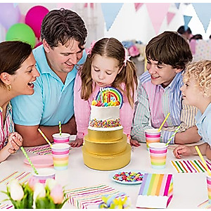 Set of 3 Gold Cake Stand Holder Round Cardboard Cakes Stands, 8" 10" 12" Dessert Display Cupcake Stands Pastry Base Plate Tray Decorative Centerpiece for Baby Shower Wedding Birthday Party Table Decor