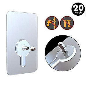 CH & ME Adhesive Wall Screws Hanging Nails - 14mm 20/Pack Non-Trace No Drilling Transparent Nail_Free Wall Hook |Heavy Duty Waterproof Seamless Screw for Kitchen Bathroom Storage Room Tile Wall