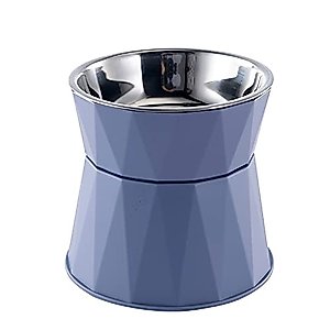 FUUIE Bowls for Food and Water Stainless Steel Double-Layer Pet Drinking Water Bottle Neck Food Bowl (Color : Blue)