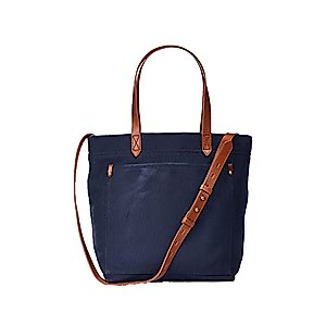 Women Canvas Tote Handbags Casual Shoulder Shopper Work Bag Crossbody (Navy) Medium