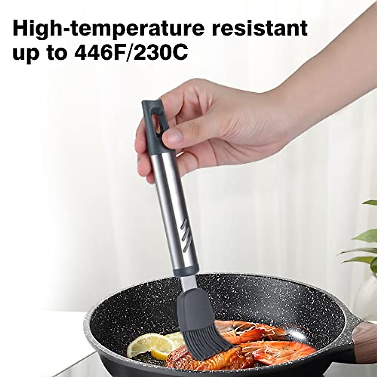 Lebabo Pastry Brush, Silicone Basting Brush for Cooking Baking and BBQ, Heat Resistant Grill Brushes for Oil Butter Sauce Desserts, Multipurpose, Dishwasher Safe