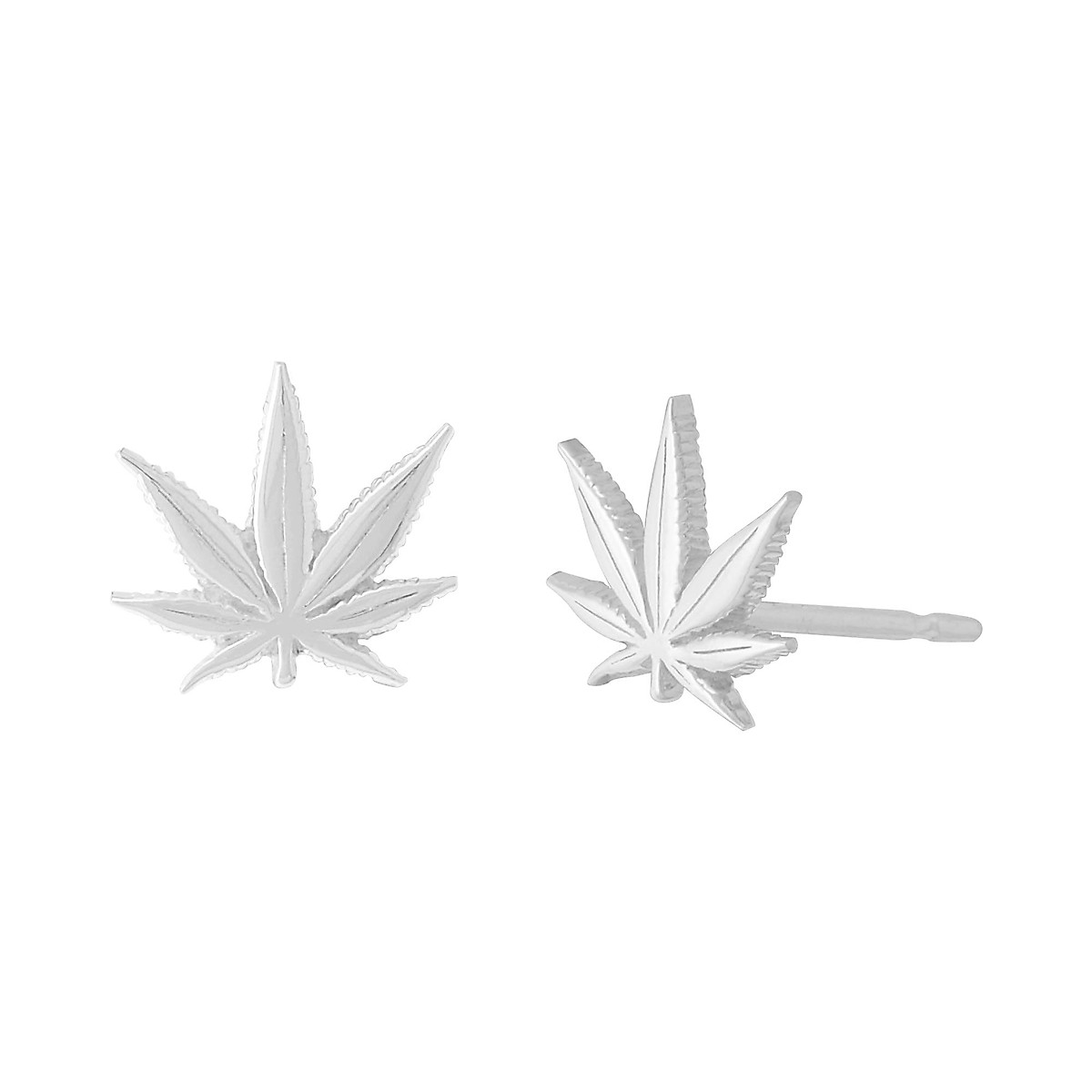 Boma Jewlery Sterling Silver Marijuana Pot Weed Cannabis Leaf Stud Earrings