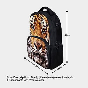 Tiger Animal School Bag For Man/Kid/Girl/Woman 3D Printing Student Backpack 17 Inch Black Cool Design Casual Daypack