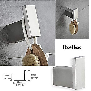 Nurisi Stainless Steel Bathroom Hardware Set 4 Piece Bathroom Hardware Accessories Set Robe Hook Wall-Mounted Towel Rack and Hook Toilet Paper Rack, Brushed Nickel (4-Piece Set, Brushed Nickel)