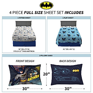 Franco Kids Bedding Super Soft Microfiber Sheet Set, Full, Batman