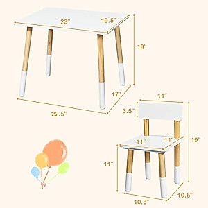 Costzon Kids Table and Chair Set, Wooden Table Furniture for Toddler Drawing Reading Arts Crafts Snack Time, Boys & Girls Gift for Playroom School Home, 3 Piece Children Activity Table Set (White)