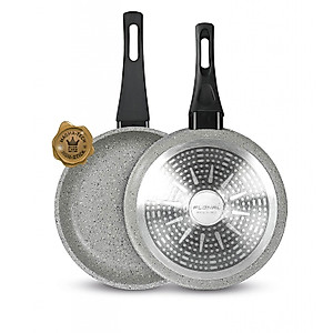 Flonal DURA Induction Crepe Pan Stone Effect Aluminum, 9.84-inches, Clear