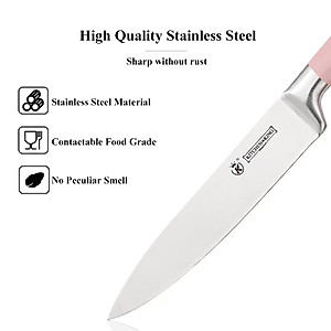 Kitchen Knife Set, 9-Piece Pink Kitchen Knife Set with Acrylic Block, Non Stick Sharp High Carbon Stainless Steel Knife Set for Kitchen Cutting Meat Slicing Chopping Kitchen Gifts for Women (Pink)