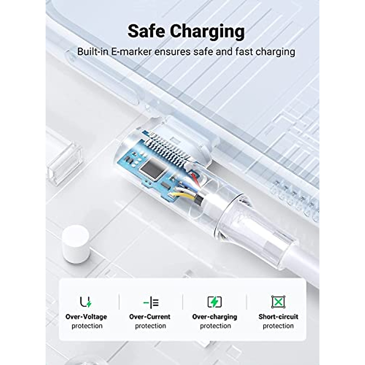 UGREEN 100W USB C Cable 90 Degree PD3.0 Fast Charging Compatible with MacBook Pro 2022, iPad Pro 2022, Elitebook, Dell XPS/Inspiron, Samsung Galaxy S23/S22/Z Fold, Pixel, Switch, etc. 3.3FT