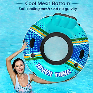 Jasonwell Inflatable River Tube Float - Heavy Duty River Float Pool Floats Lake Premium Water Tubes for Floating Recreational River Raft Lounge Floaties with 2 Cup Holders for Adult