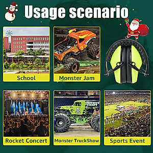 Retevis EHN009 Kids Ear Protection, Foldable Noise Reduction Earmuff with Adjustable Headband, Toddlers Children Autism Headphones,Ear muffs for Football Game, Concerts, Air Shows, Fireworks(Green)