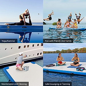 GZKYYLEGS Inflatable Lake Float for Adult, 10 ft x 6 ft Four Person Swim Deck with None-Slip Surface, Swimming Water Platform, Floating Island - Dock - Raft for Pool & Beach, Lake, River Fun