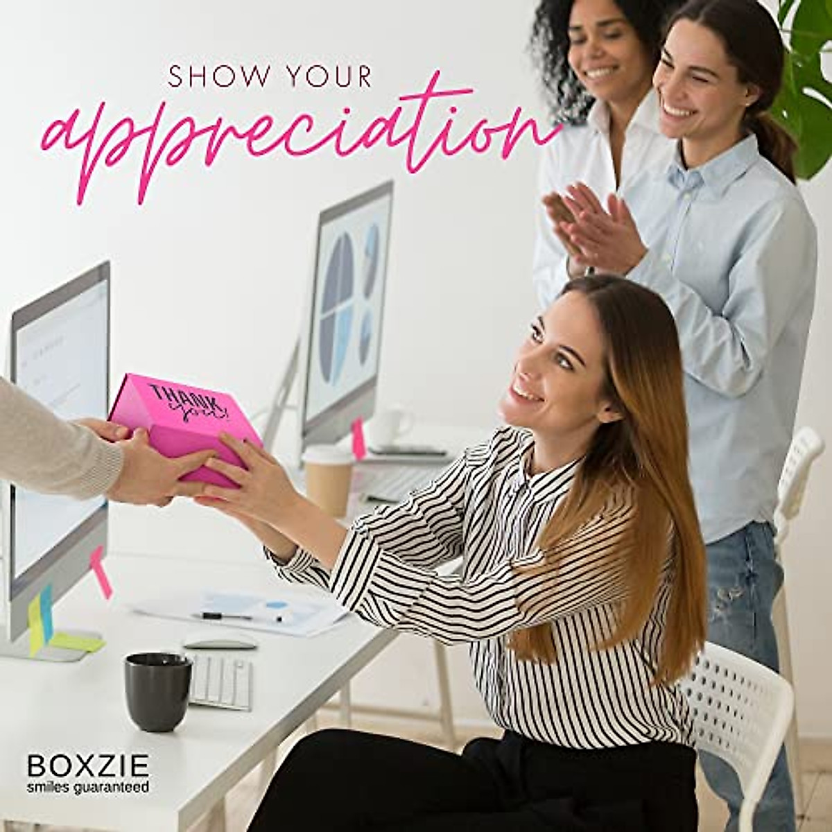 Boxzie Thank You Box for Women - Gratitude Candle & Soap Gift Basket Set - Thoughtful Appreciation Gifts for Coworkers, Employee, Secretary, Hostess, Teacher, Friends, Boss