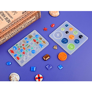 Suhome 73 Pack Resin Earring Mold Jewelry Silicone Resin Molds Making Kits Including Earring, Pendant, Bracelet, Necklace, Button Silicone Resin Casting Molds for Beginners