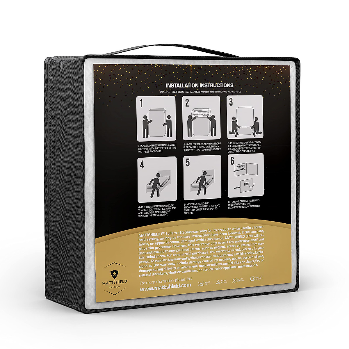 MATTSHIELD New Ultimate Bed Bug Defense 3-Piece Kit - California King Mattress Cover 100% Cotton + 2 Hypoallergenic Zippered Pillow Protectors - 6 Sides Waterproof Encasement