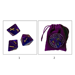 QYIYA 3 Pcs 8-Sided Rune Dice Resin Assorted Polyhedral Dice Set Divination Game Toys