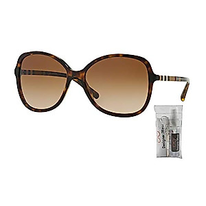 BURBERRY BE4197 300213 58M Dark Havana/Brown Gradient Round Sunglasses For Women+ BUNDLE with Designer iWear Complimentary Care Kit