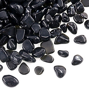 Swpeet 1 Pound Black Agate Small Tumbled Chips Stone Ruby in Fuchsite Tumbled Chips Stone Crushed Pieces Irregular Shaped Stones 0.3-0.5 inch (About 455 Gram) (Black Agate)