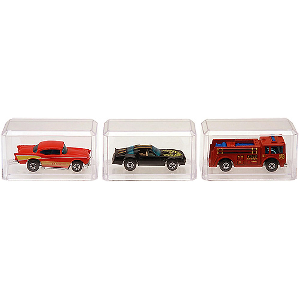 Pioneer Plastics 164C Clear Plastic Display Case for 1:64 Scale Cars, 3.5" W x 1.625" D x 1.75" H (Mailer Box), Pack of 3