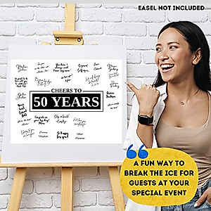 12x16 Black 50th Birthday Decorations for Men or Women, Signing Board Guest Book, Funny 50th Birthday Gifts, Sign in Poster for Fiftieth Birthday, Anniversary, Retirement Decor (12x16 Unframed)