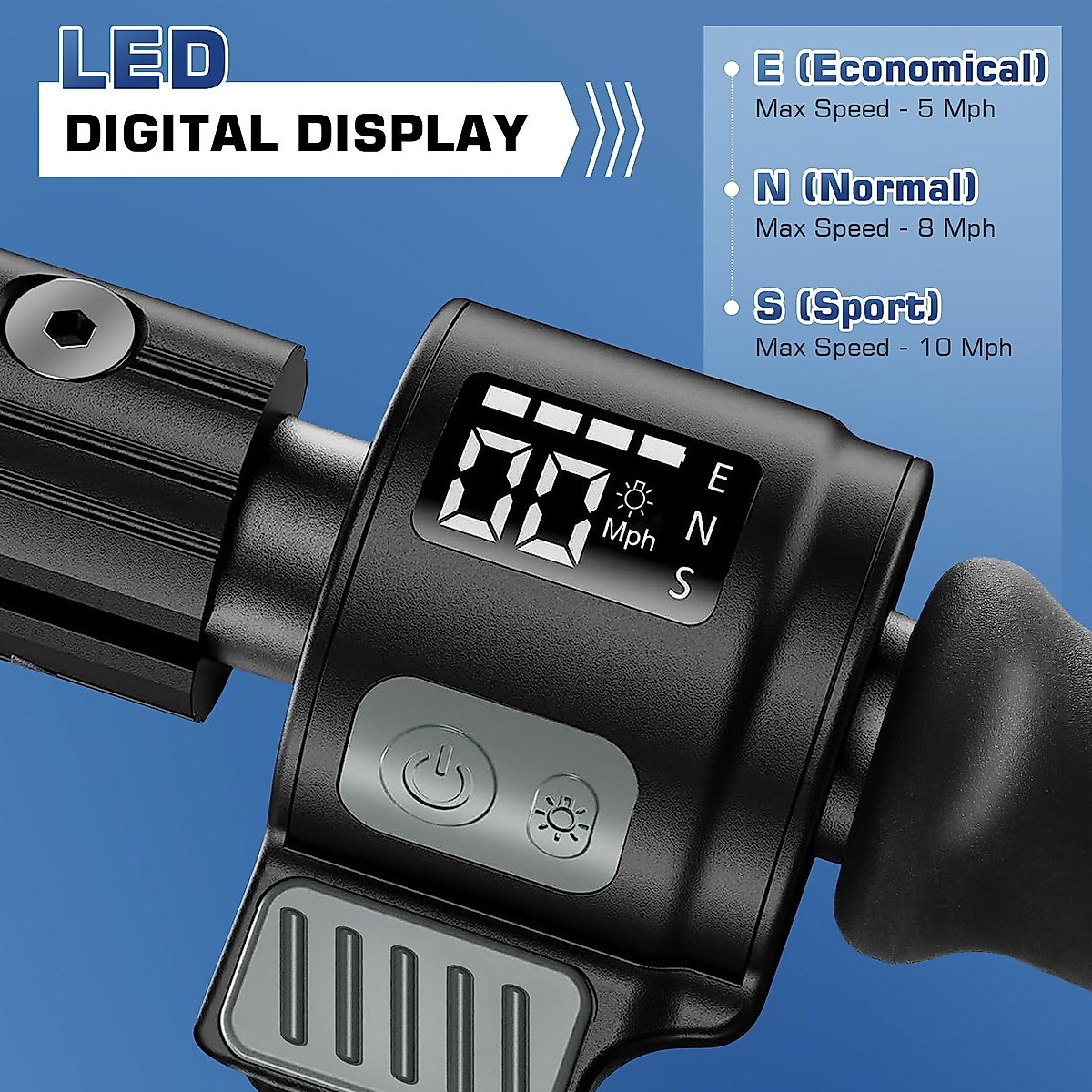 Caroma Electric Scooter for Kids Ages 8-12, Max 7 Miles Range and 10 Mph Max Speed, Colorful Rainbow Light, UL2272 Certification, Lightweight Electric Kick Scooter for Kids Boy Girl (Blue)