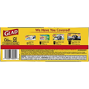 GLAD Strong Quick-Tie Large Trash Bags, 30 Gallon Bags for Large Kitchen Trash Can, 21 Count (Package May Vary)