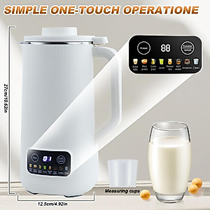 Yabound Nut Milk Maker, Automatic Soy Milk Maker, 20oz Nut Milk Maker Machine with Delay Start Keep Warm Self-Cleaning, Almond Milk Machin for Homemade Plant-Based Milk, Oat, Soy, Yogurt (White)