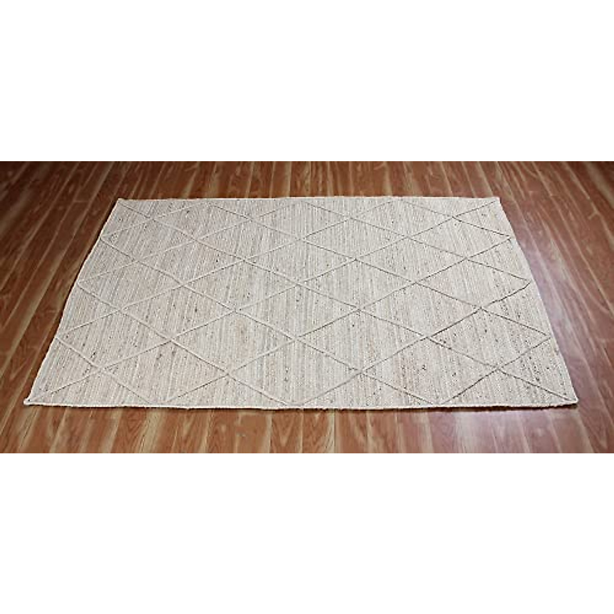 CASAVANI Hand Braided Rag Rug Geometric Beige 4x20 Ft Runner Shape Jute Rug Indoor/Outdoor Use Doormat Rugs for Dining Room,Bedroom,Loundry Room & Balcony 4x6 Feet