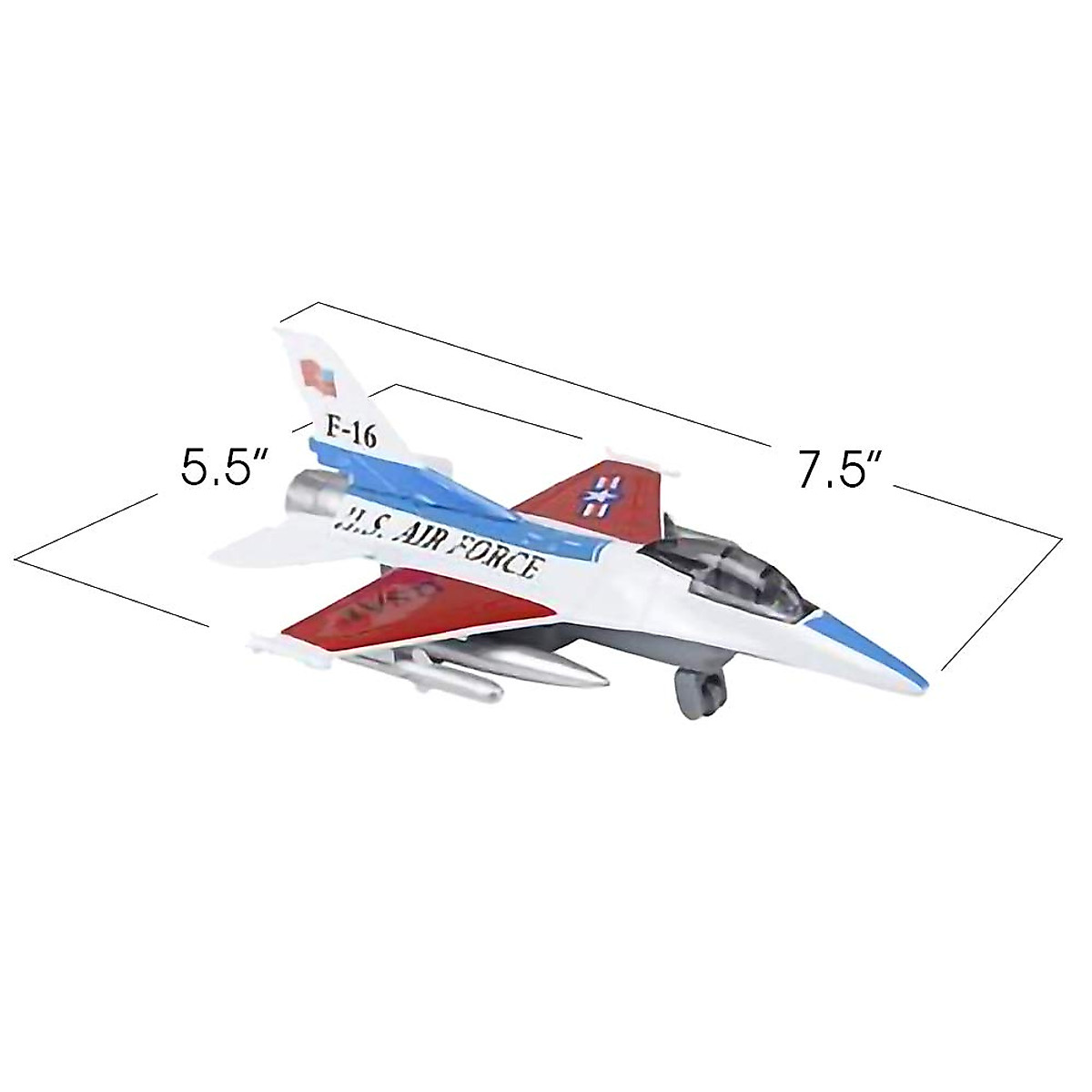 ArtCreativity Diecast F-16 Jets with Pullback Mechanism, Set of 2, Diecast Metal Jet Plane Fighter Toys for Boys, Air Force Military Cake Decorations, Party Favors, Goodie Bag Fillers