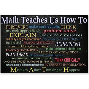 Math Poster Teaches Us How To Persevere Poster Thank You Gift Wall Art Classroom Decor Gift For Women Men For Teacher Poster No Frame/Canvas 0.75 Inches Framed Full Size Retirement Day Gift