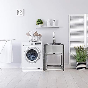 Transolid TFH-2522-SS 25 in. x 22 in. x 34.3 in. Stainless Steel Laundry Sink with Wash Stand in Brushed Satin